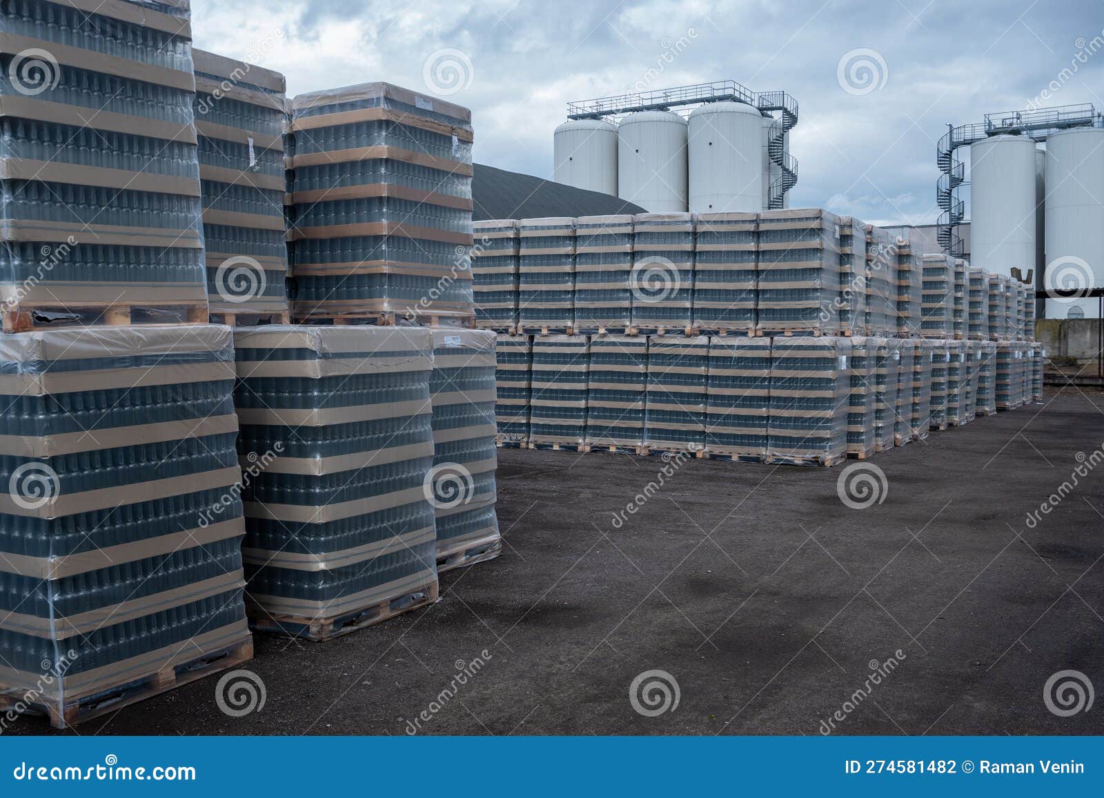 Production Racks of Packaging for Empty Beer Bottles at a Brewery ...