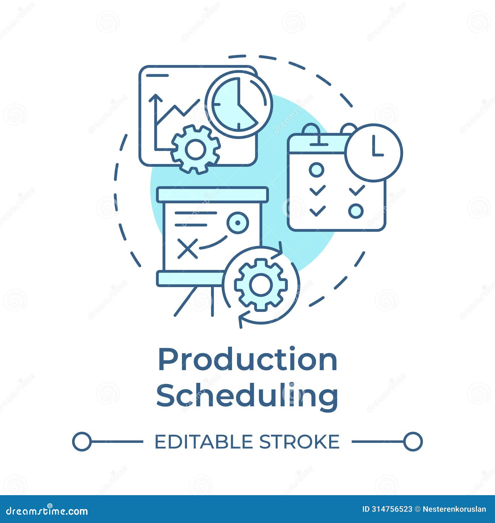 Production Scheduling Soft Blue Concept Icon Stock Vector ...