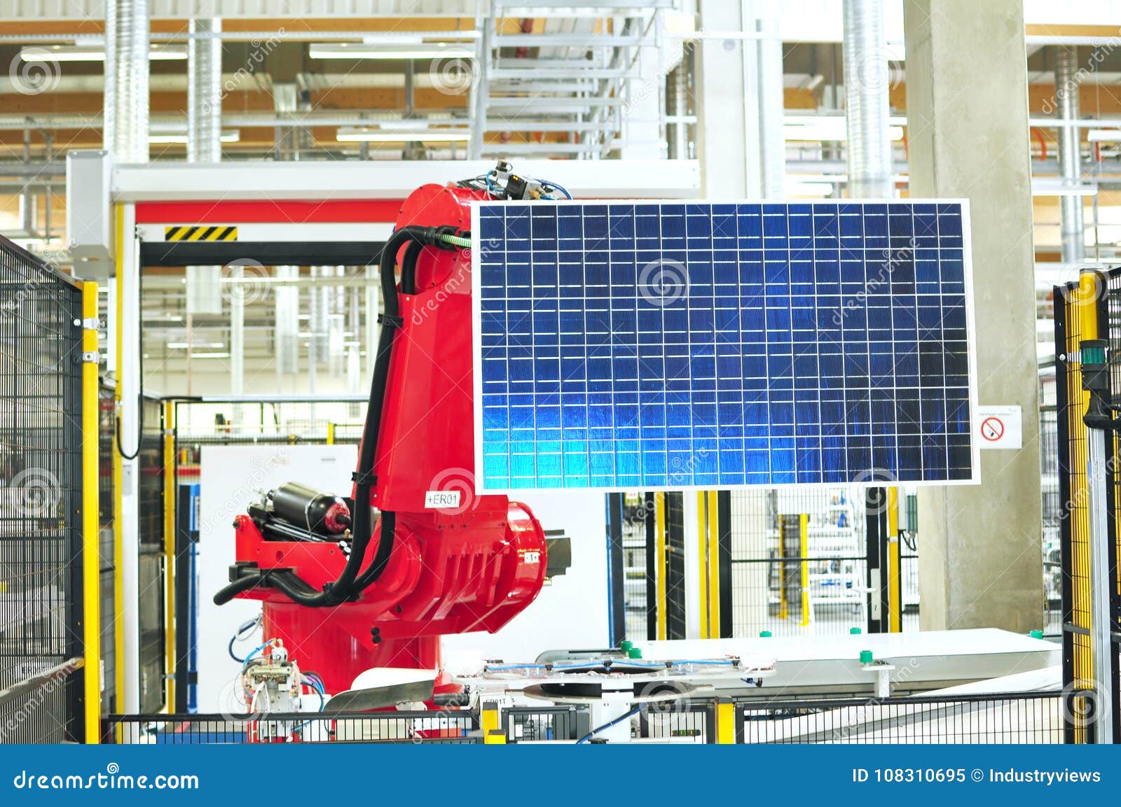 Production of Solar Cells Assembled in a High Tech Factory - Work Robot ...