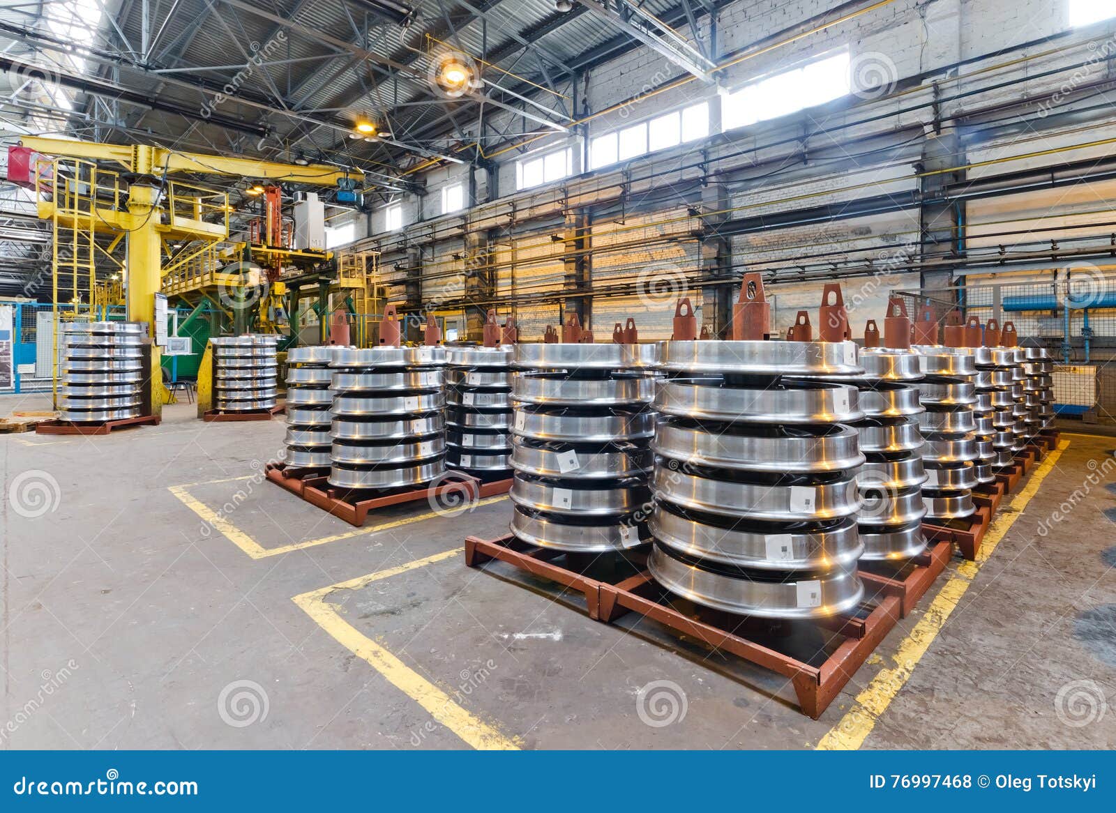 Production of the Steel Train Wheels Stock Photo - Image of building ...