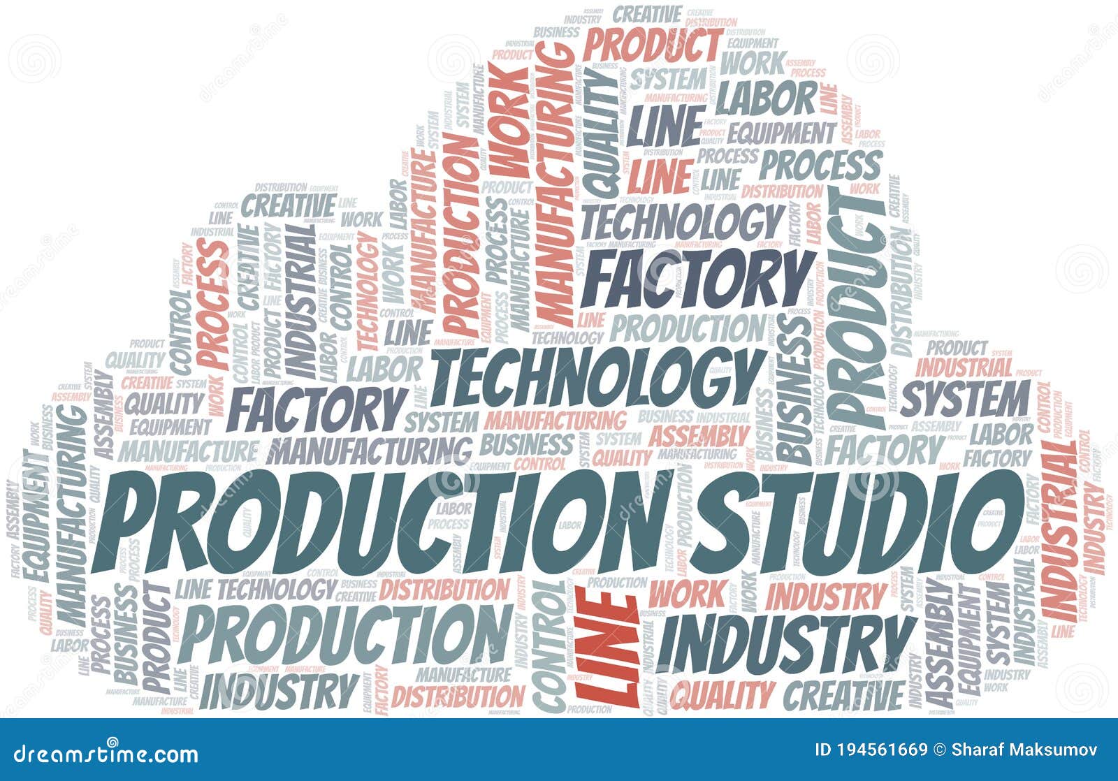 Production Studio Word Cloud Create with Text only. Stock Illustration ...
