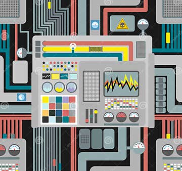 Production System. Control Panel Seamless Pattern Stock Vector ...
