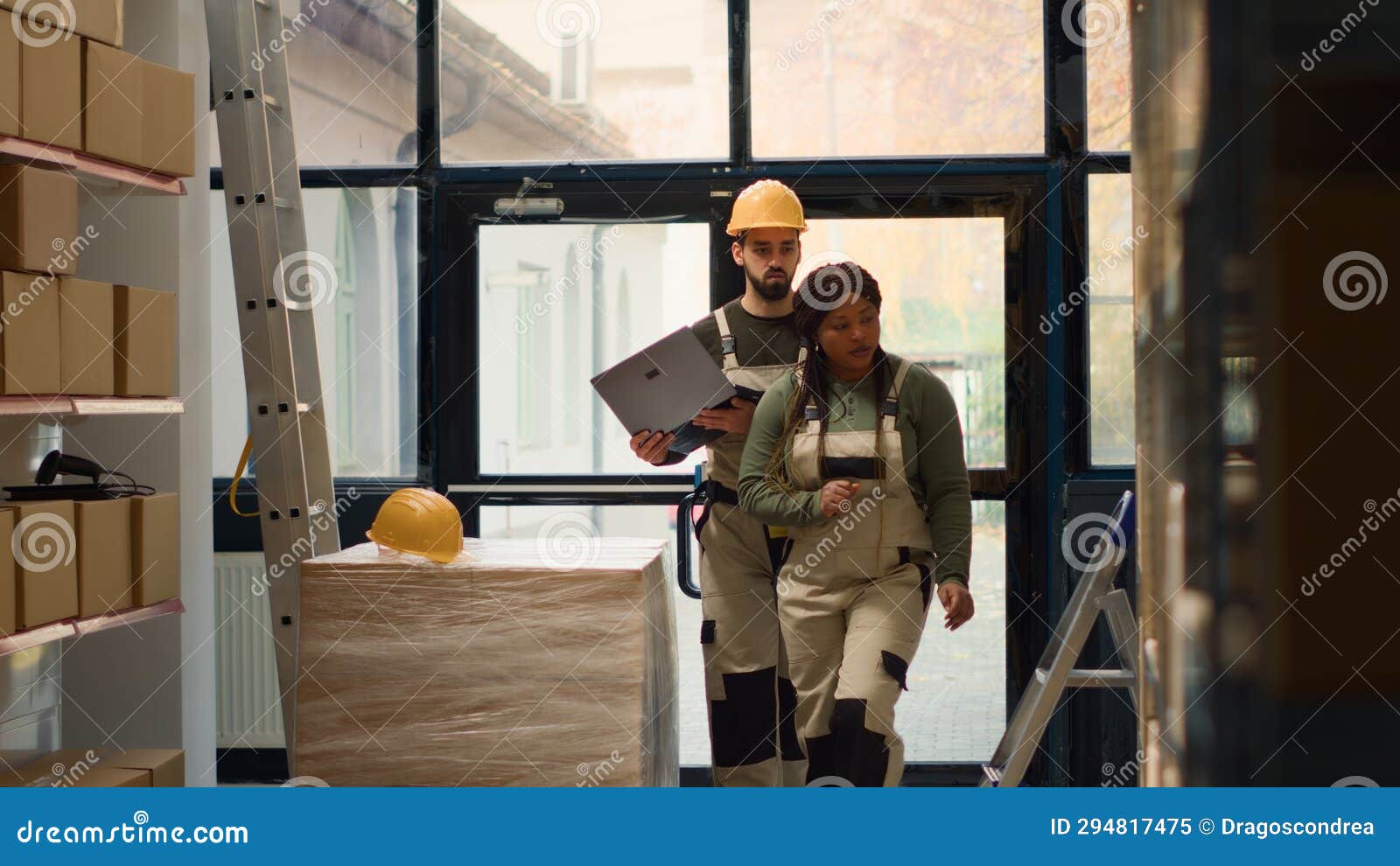 Technicians Check Warehouse Inventory Stock Image - Image of ...