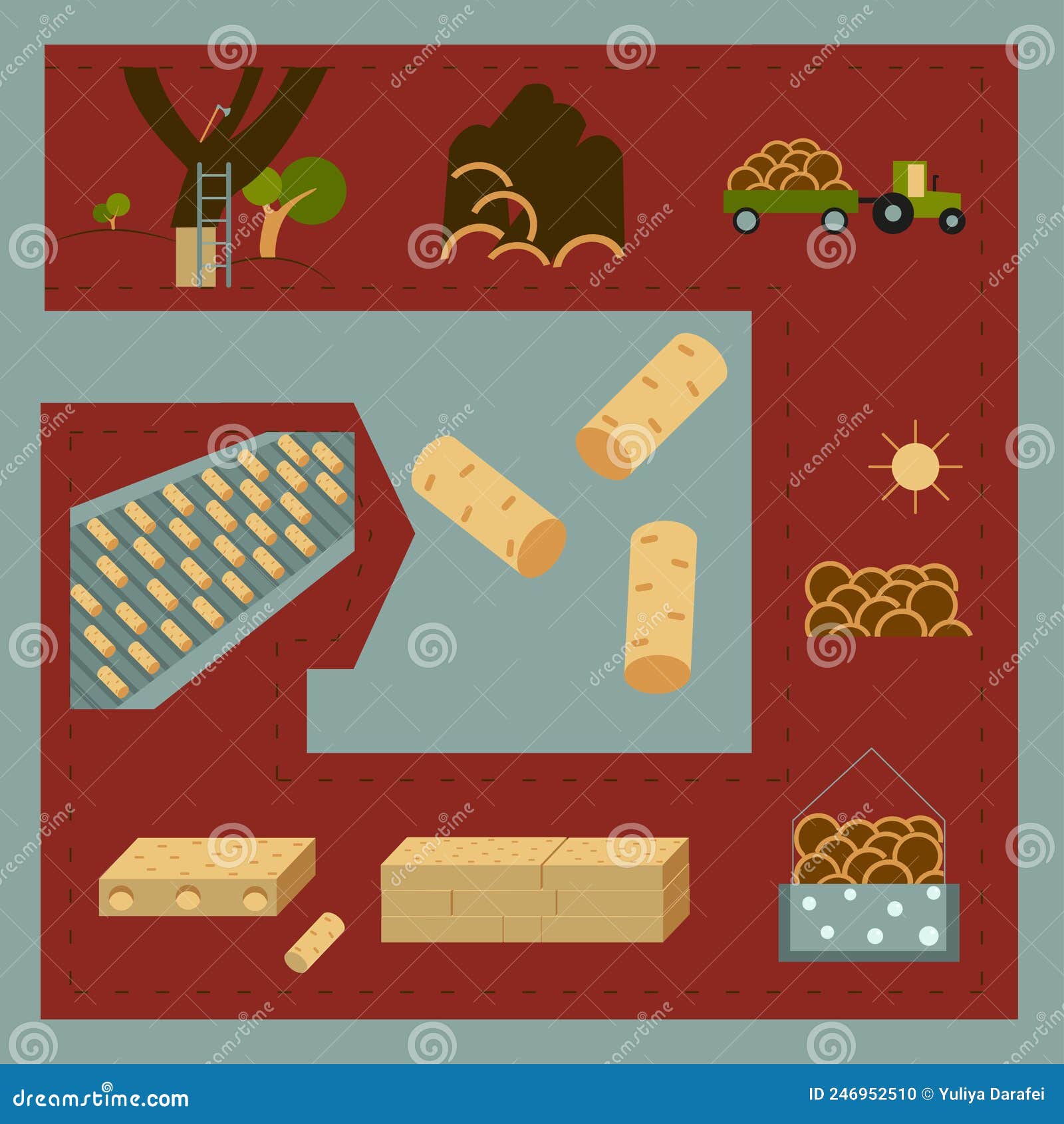 Production of Wine Corks Infographic Stock Vector - Illustration of ...