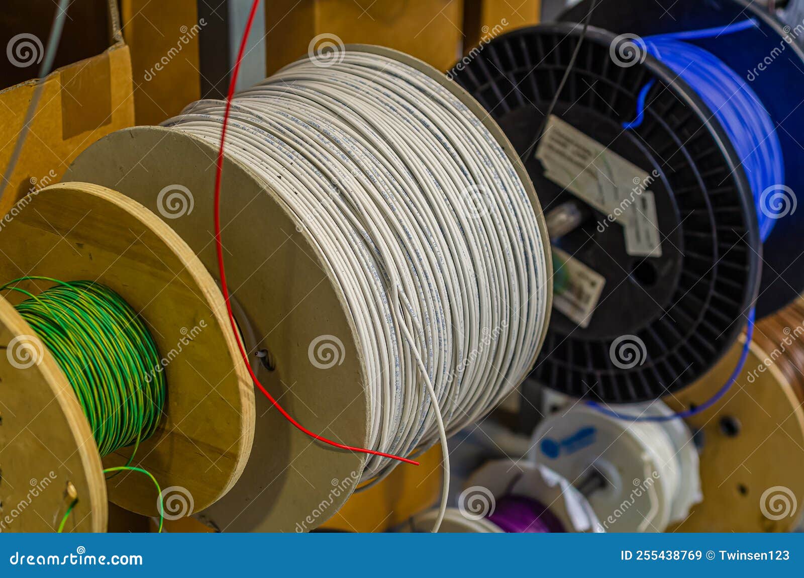 Production of Wire, Cable in Bobbins at the Plant. Cable Plant Stock ...