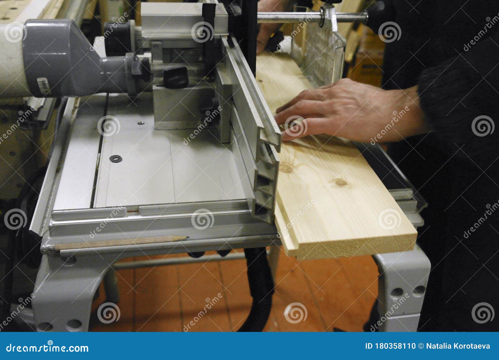 Production of Wood Cladding in the Shop Stock Photo - Image of groove ...