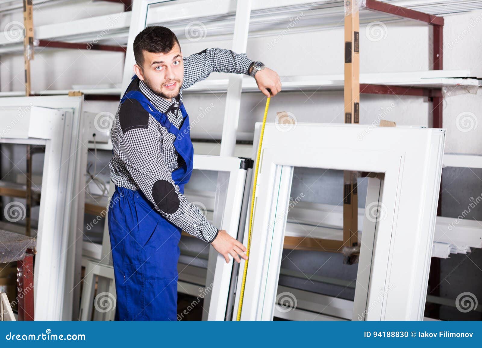 Production Worker with PVC Windows Stock Photo - Image of enginery ...