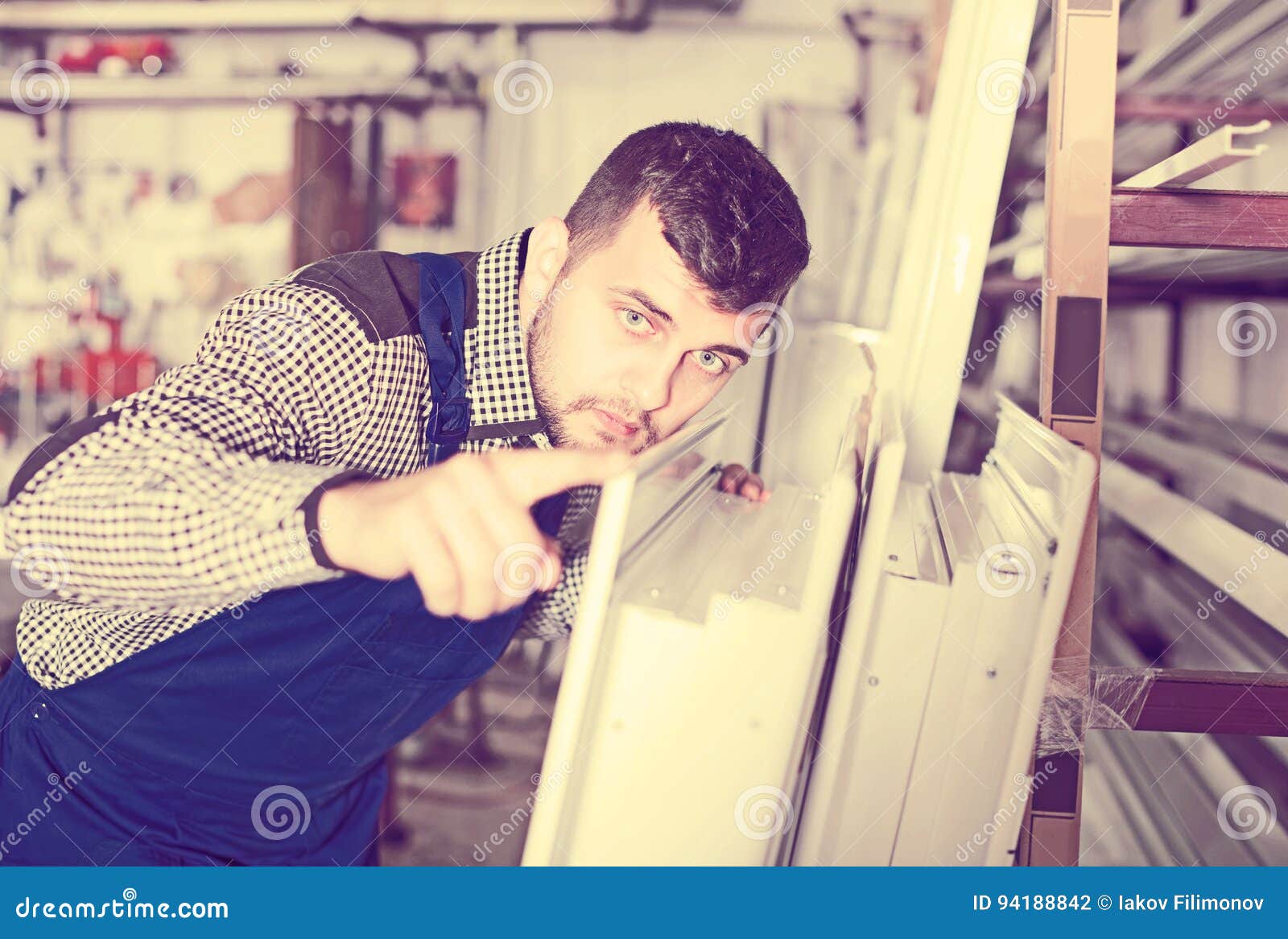 Production Worker with PVC Windows Stock Photo - Image of factory ...
