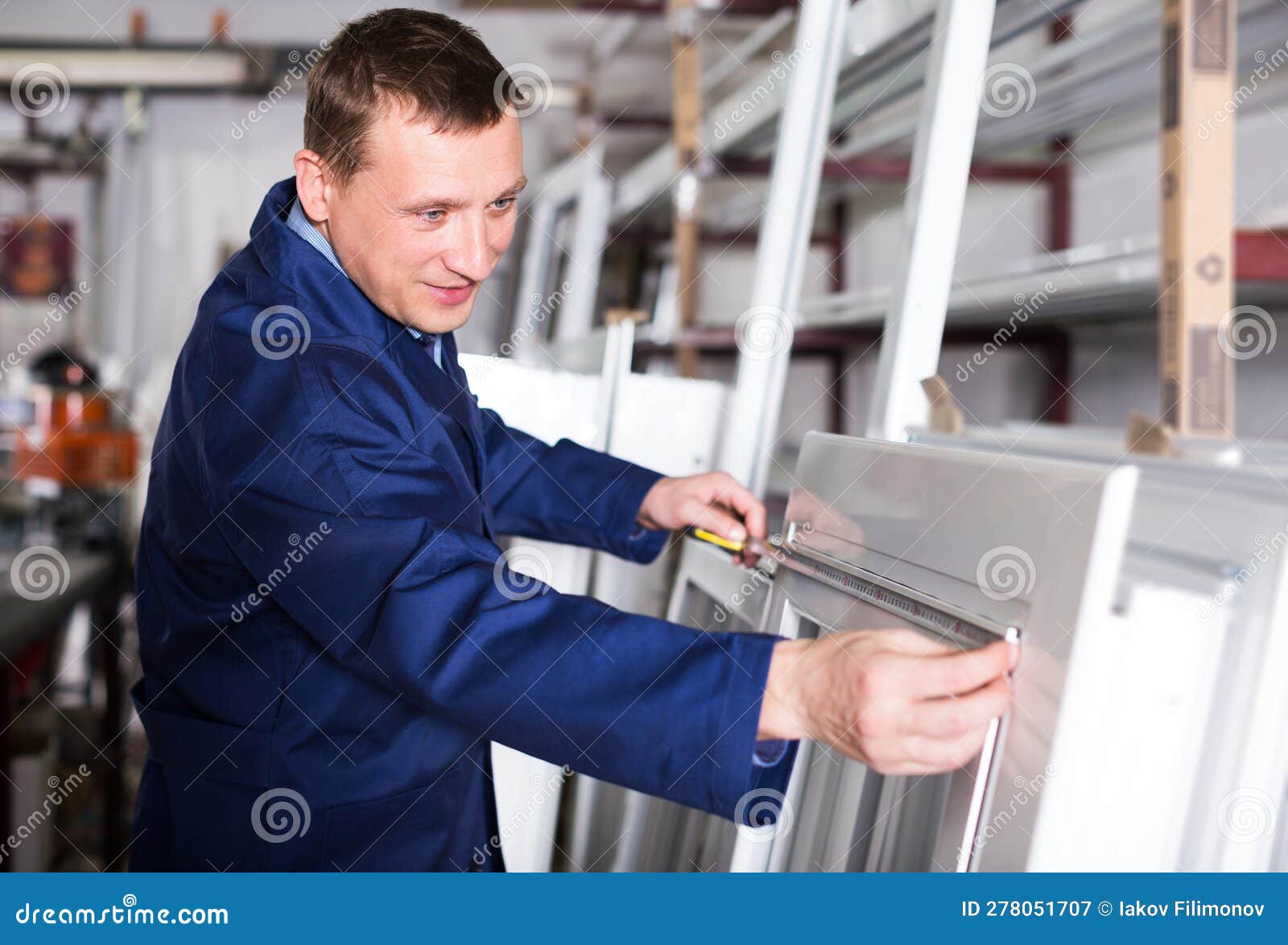 Production Worker with PVC Windows Stock Image - Image of fragile ...