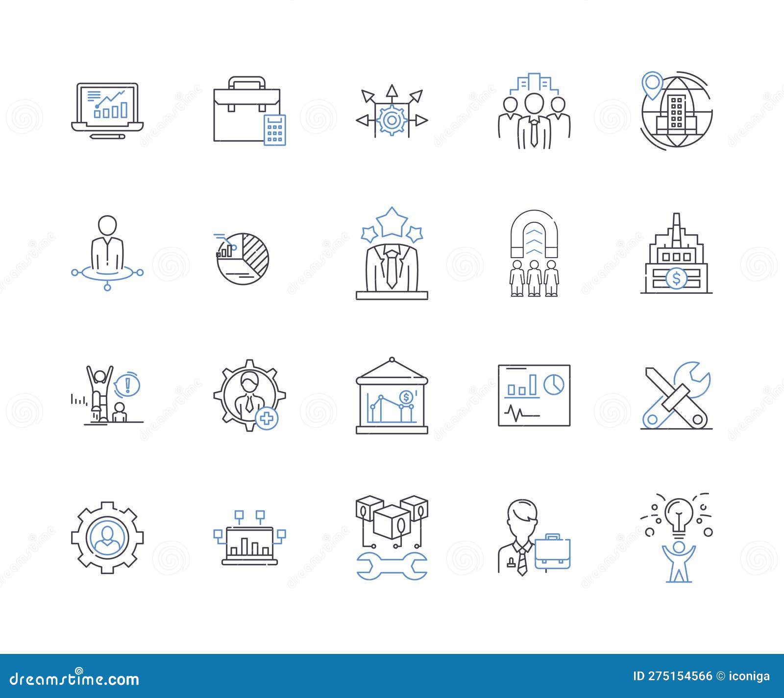 Production Workflow Outline Icons Collection. Manufacture, Process ...