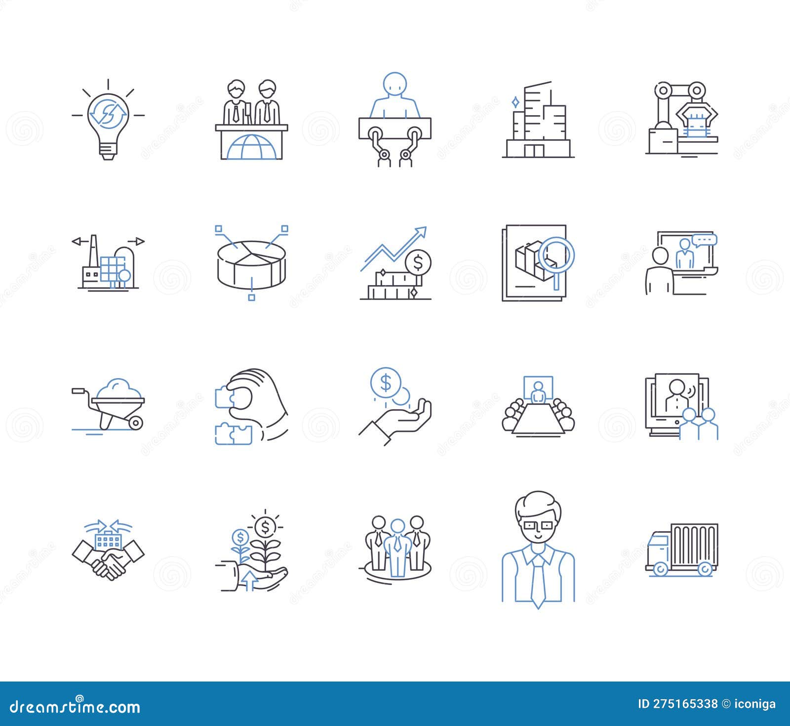 Production Workflow Outline Icons Collection. Manufacture, Process ...