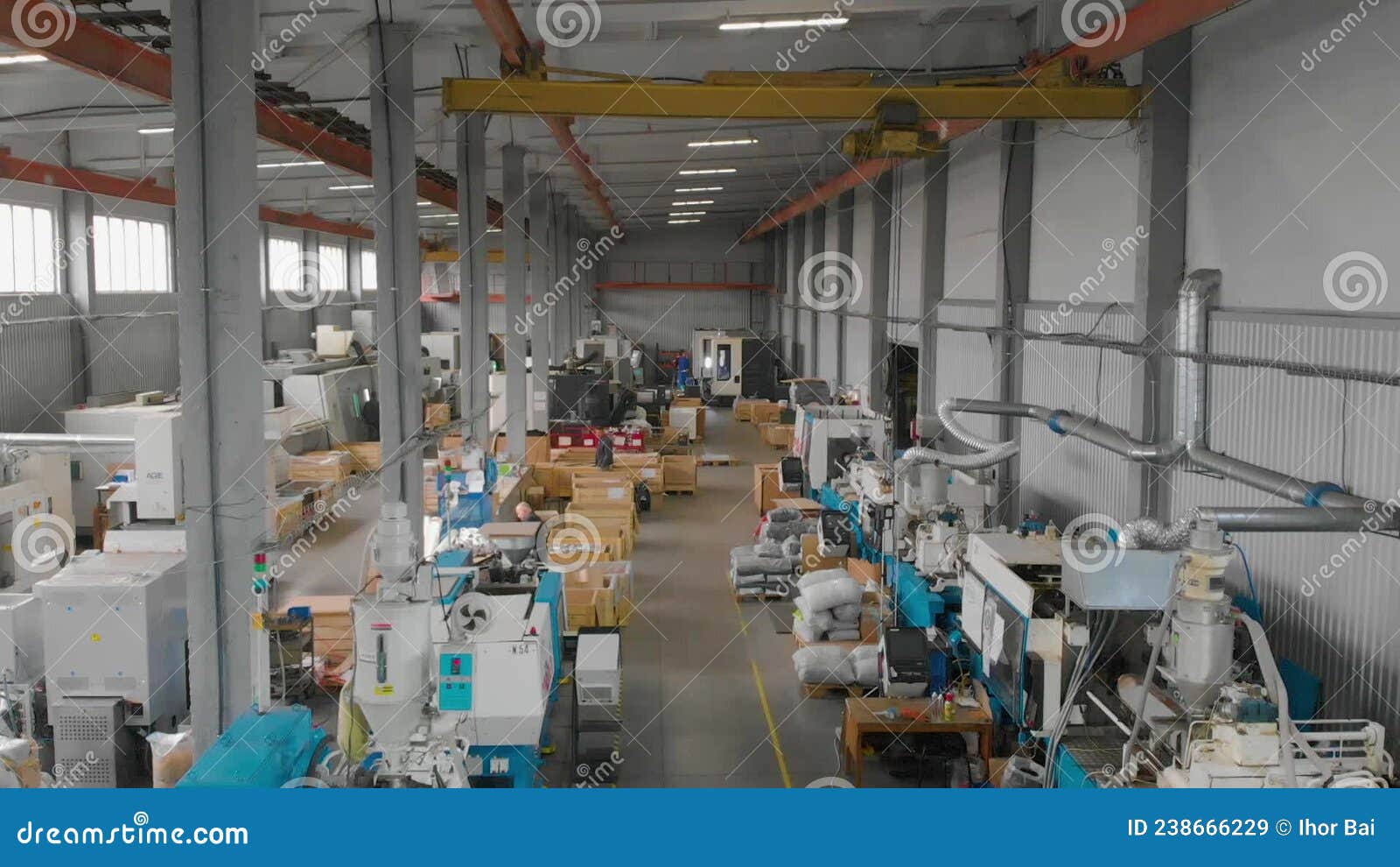 Span in a Large Workshop with Machine Tools. Production Workshop ...