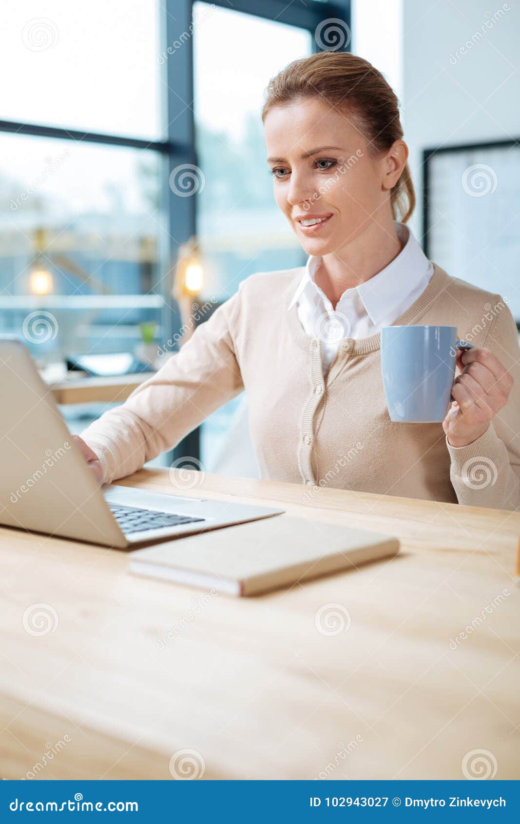 Smiling Office Manager Dedicated To Work Stock Image - Image of manager ...