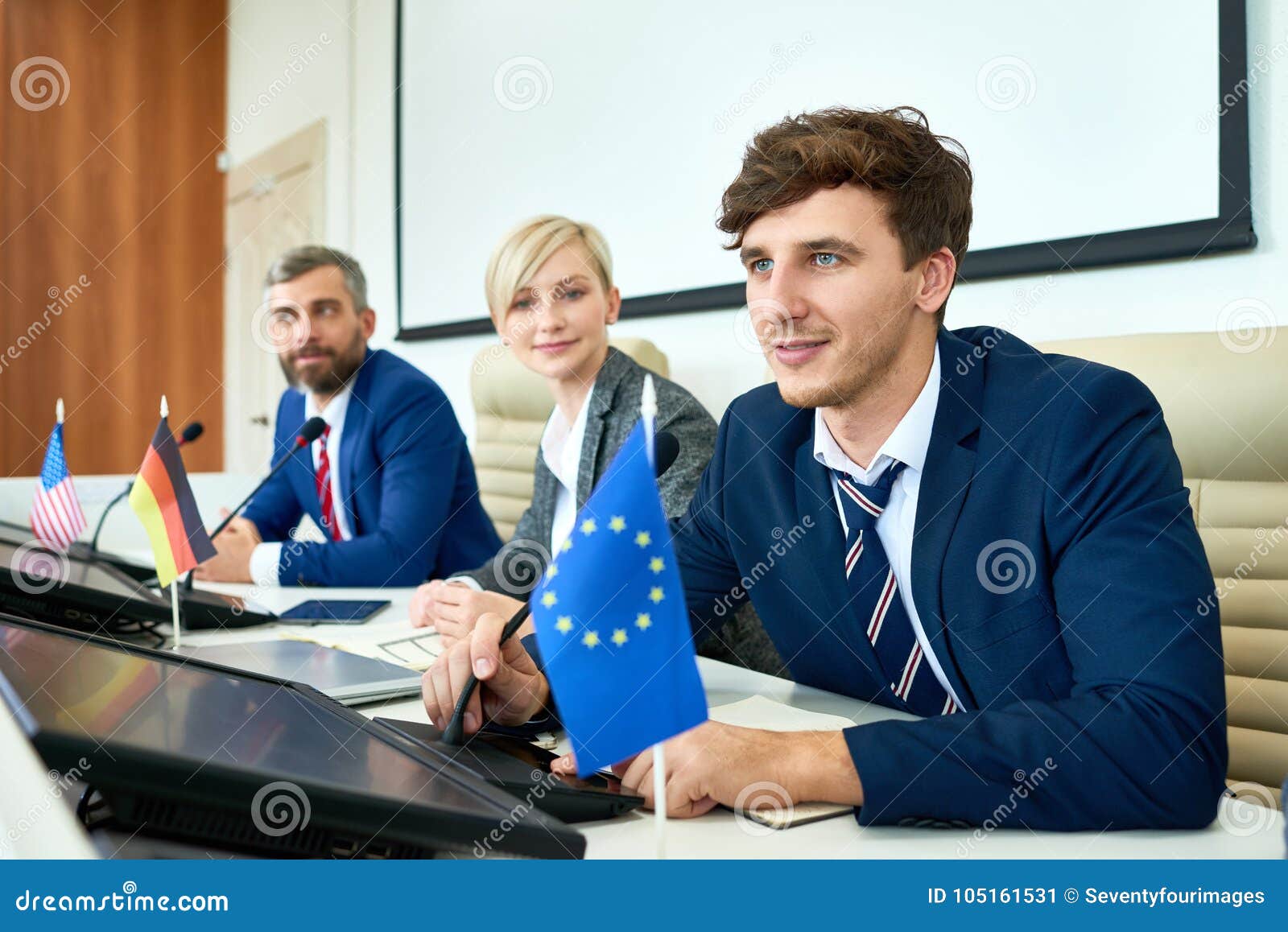 Productive Discussion of Political Forum Members Stock Image - Image of ...