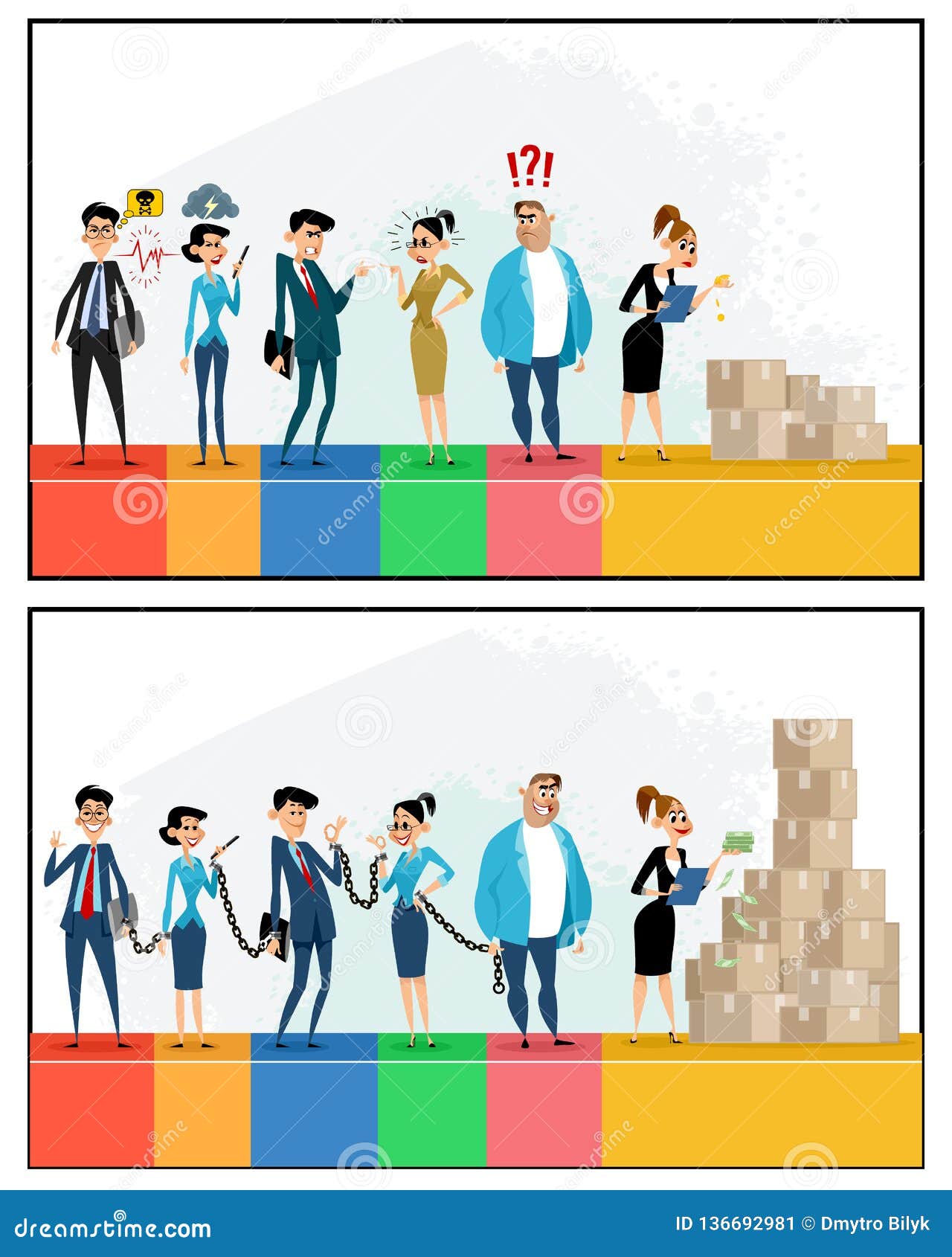 Productive and Unproductive Work Stock Vector - Illustration of concept ...