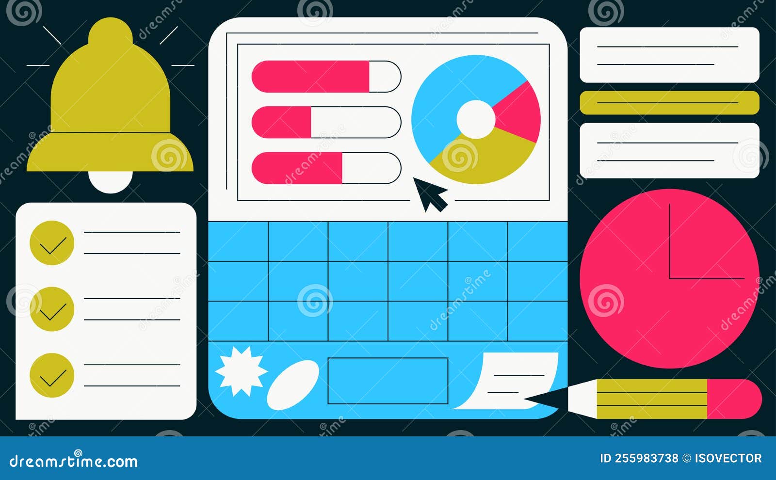 Productive Work Flat Concept Illustration Stock Vector - Illustration ...