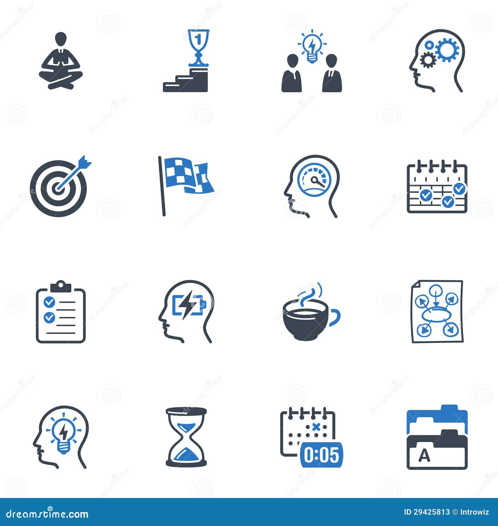 Productive at Work Icons - Blue Series Stock Vector - Illustration of ...