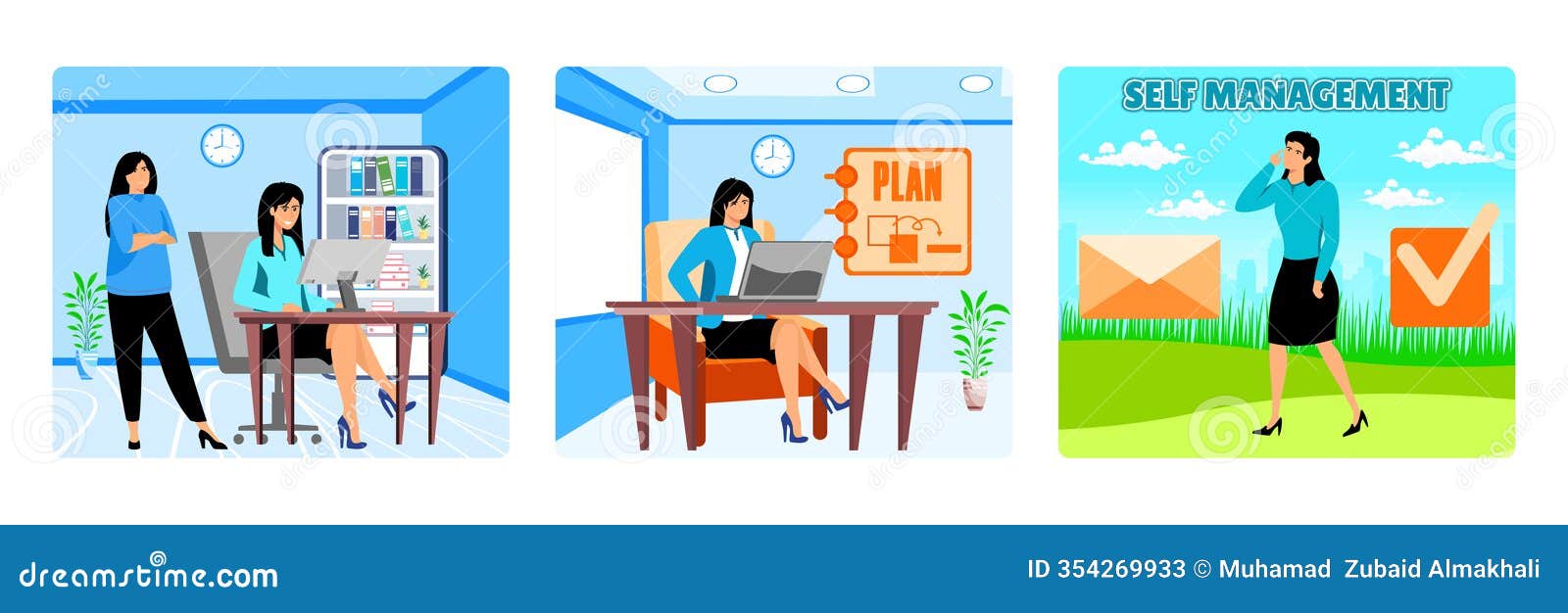 Productive Workflow Organization. Drawing Up a Work Plan. Woman with ...