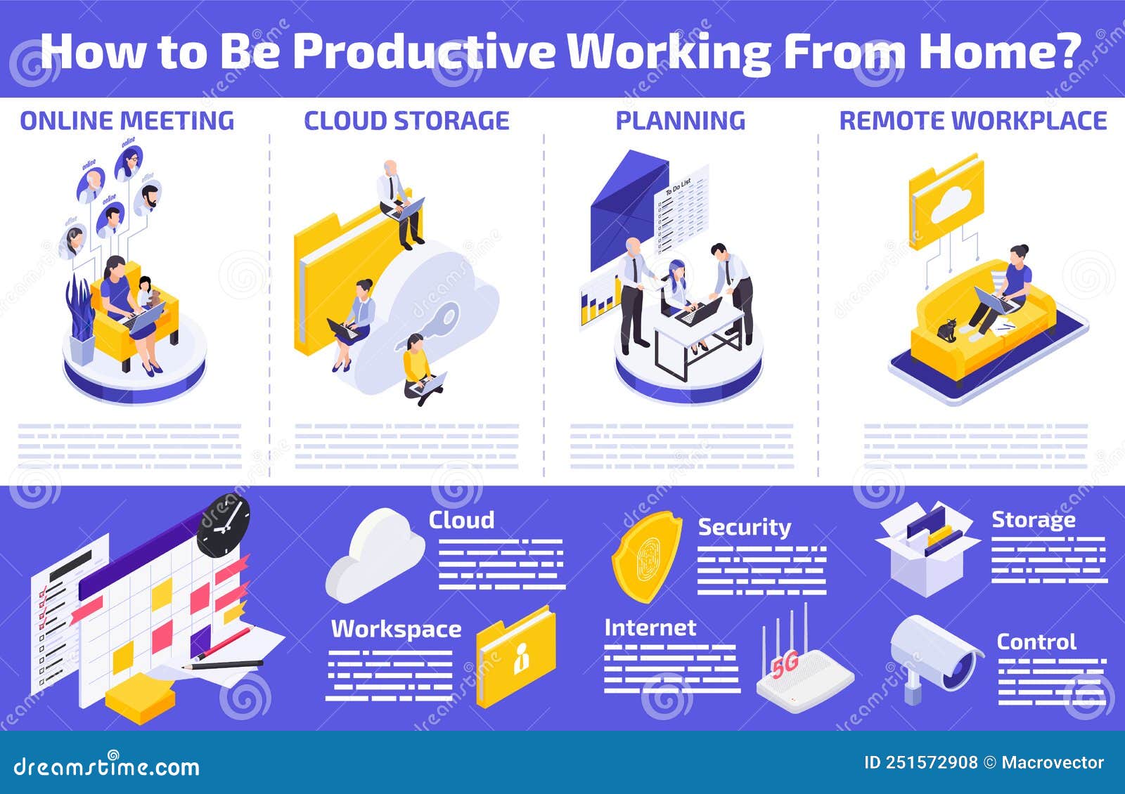 Productive Working Home Infographics Stock Vector - Illustration of ...