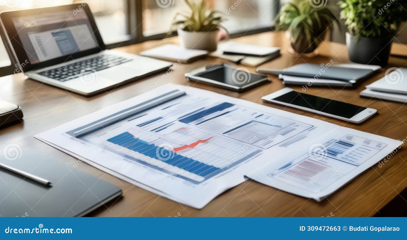 Productive Workspace with Digital and Analog Tools Stock Illustration ...