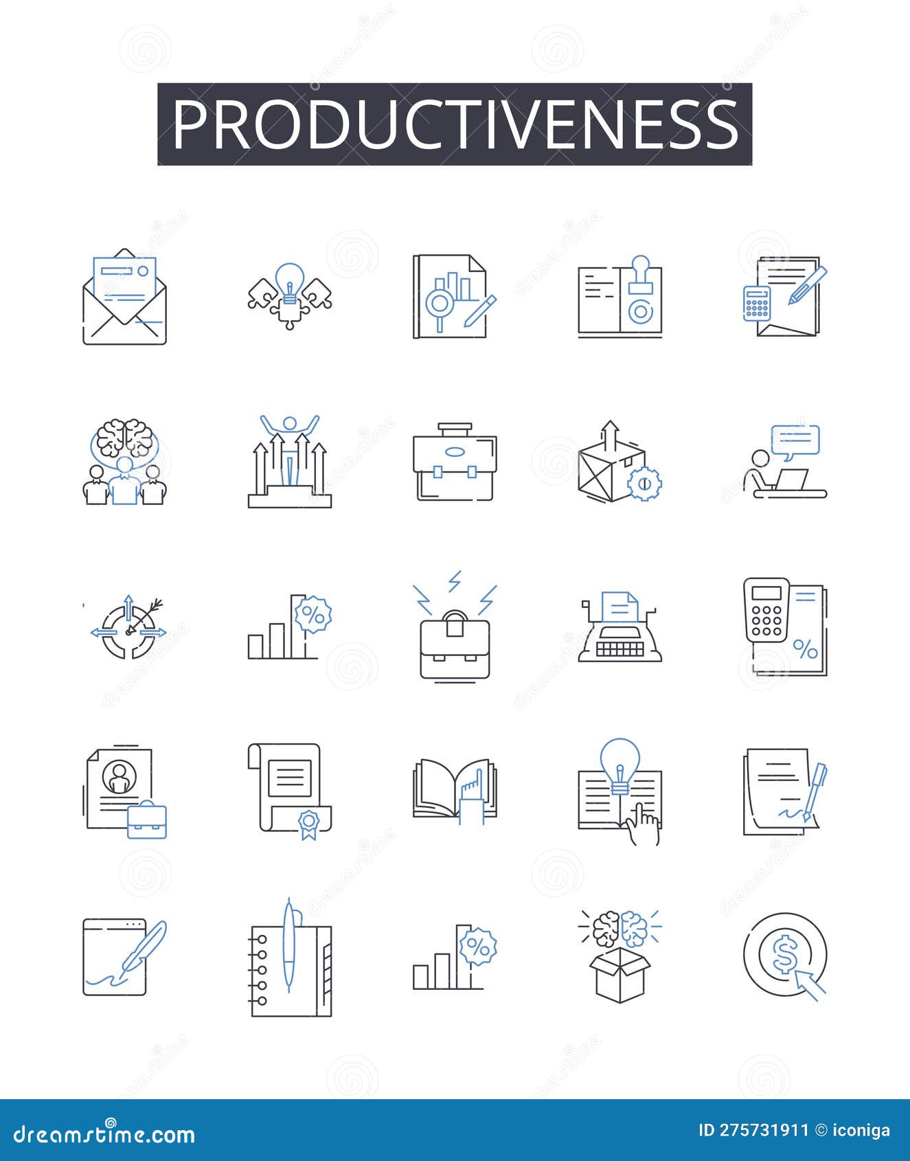 Productiveness Line Icons Collection. Efficiency, Effectiveness ... Productiveness Line Icons Collection. Efficiency, Effectiveness ...