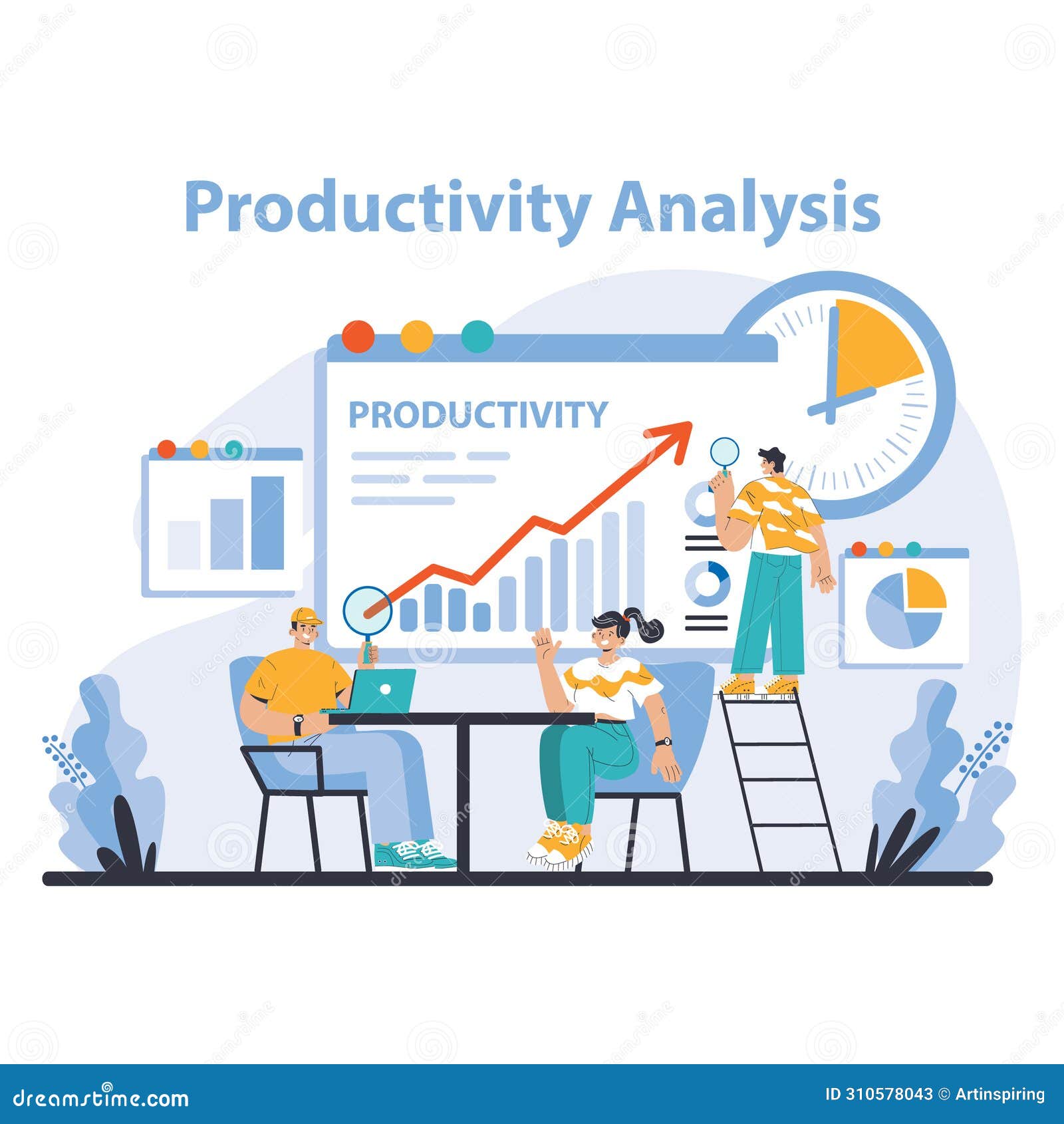 Productivity Boosting Concept. Flat Vector Illustration Stock ...