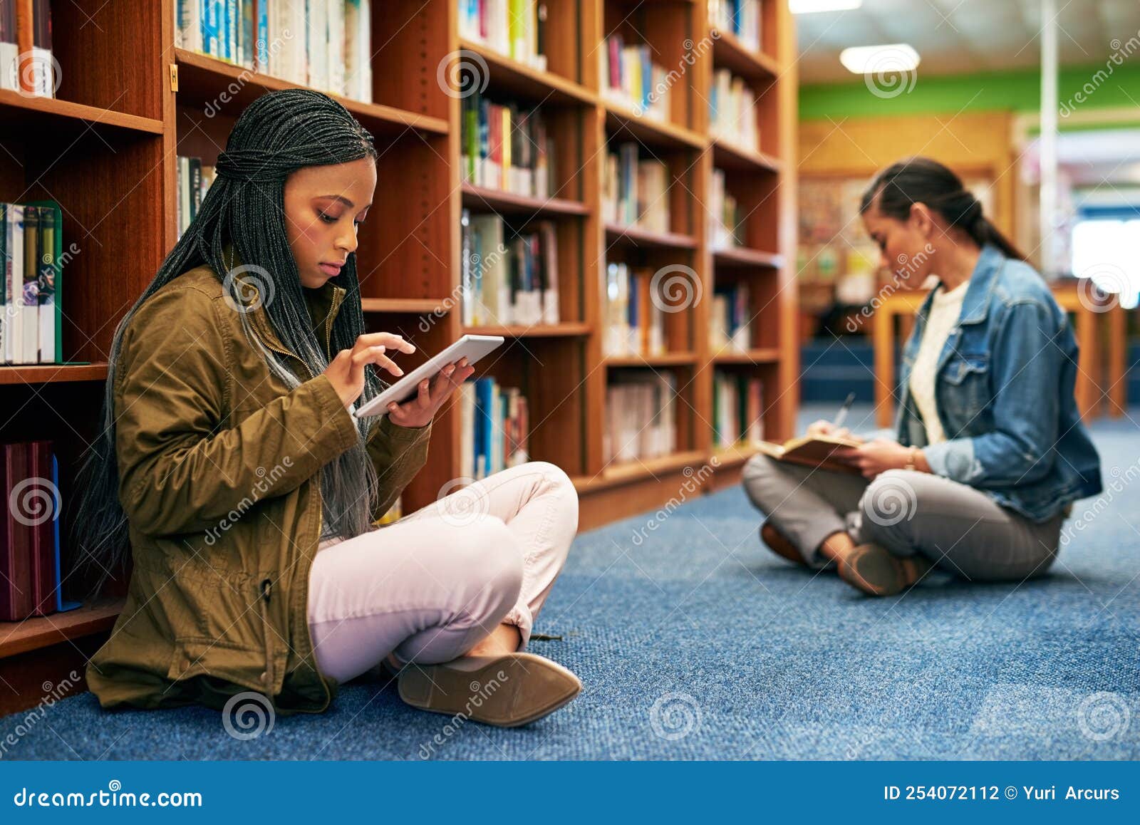 Productivity Breeds in Every Spot of the Library. High Angle Shot of ...