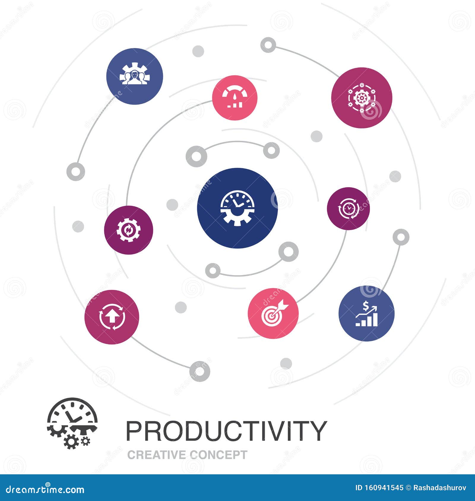 Productivity Colored Circle Concept with Stock Vector - Illustration of ...