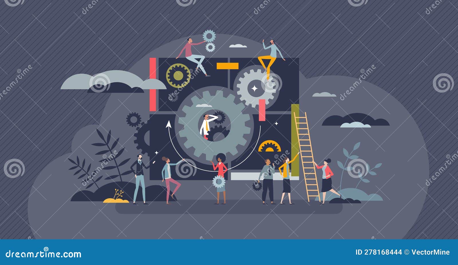 Productivity and Company Work Efficiency Management Tiny Person Concept ...