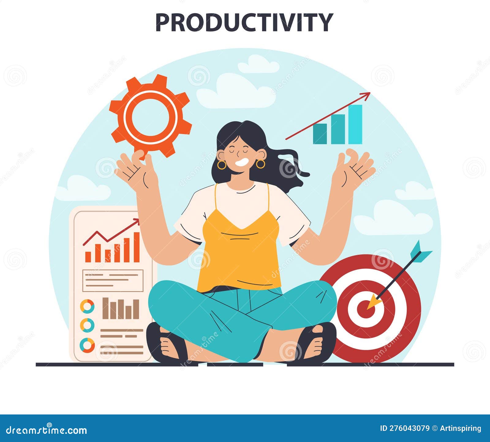 Productivity Concept. Character Worktime Optimization Stock ...