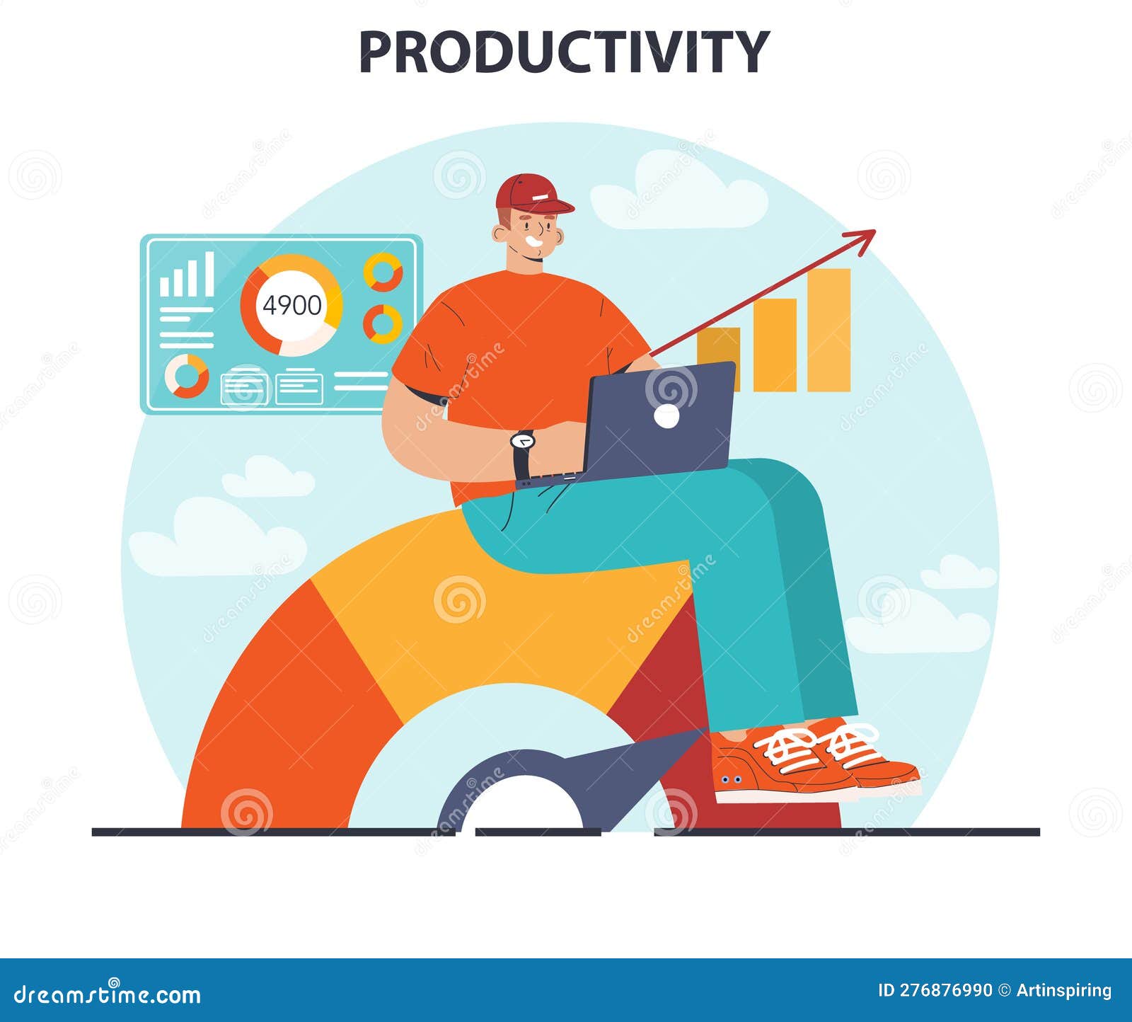 Productivity Concept. Character Worktime Optimization Stock Vector ...