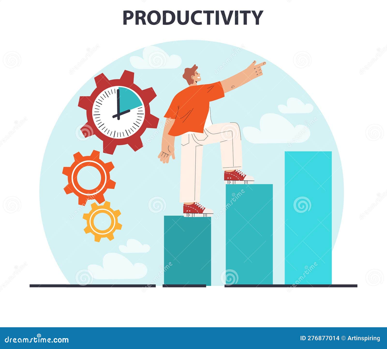 Productivity Concept. Character Worktime Optimization Stock Illustration - Illustration of ...