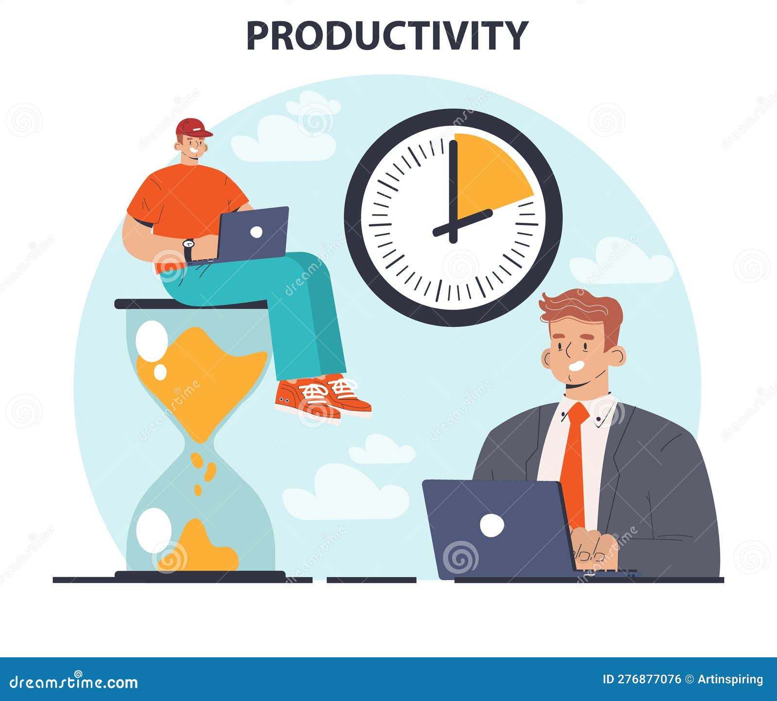 Productivity Concept. Character Worktime Optimization Stock Vector ...