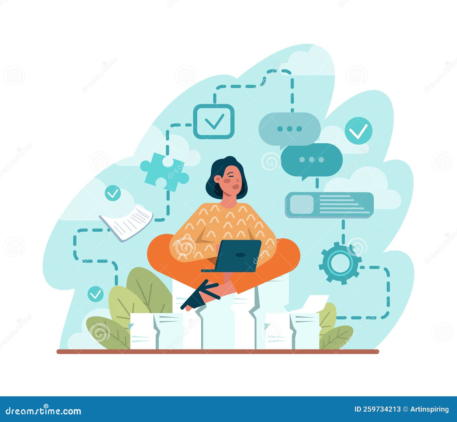 Productivity Concept. Employee Job Performance Efficiency Stock Vector ...