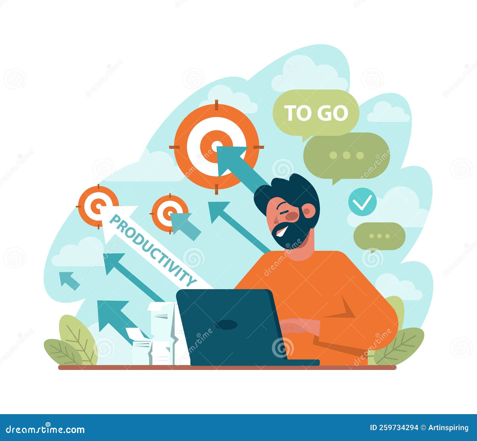 Productivity Concept. Employee Job Performance Efficiency Stock Vector ...