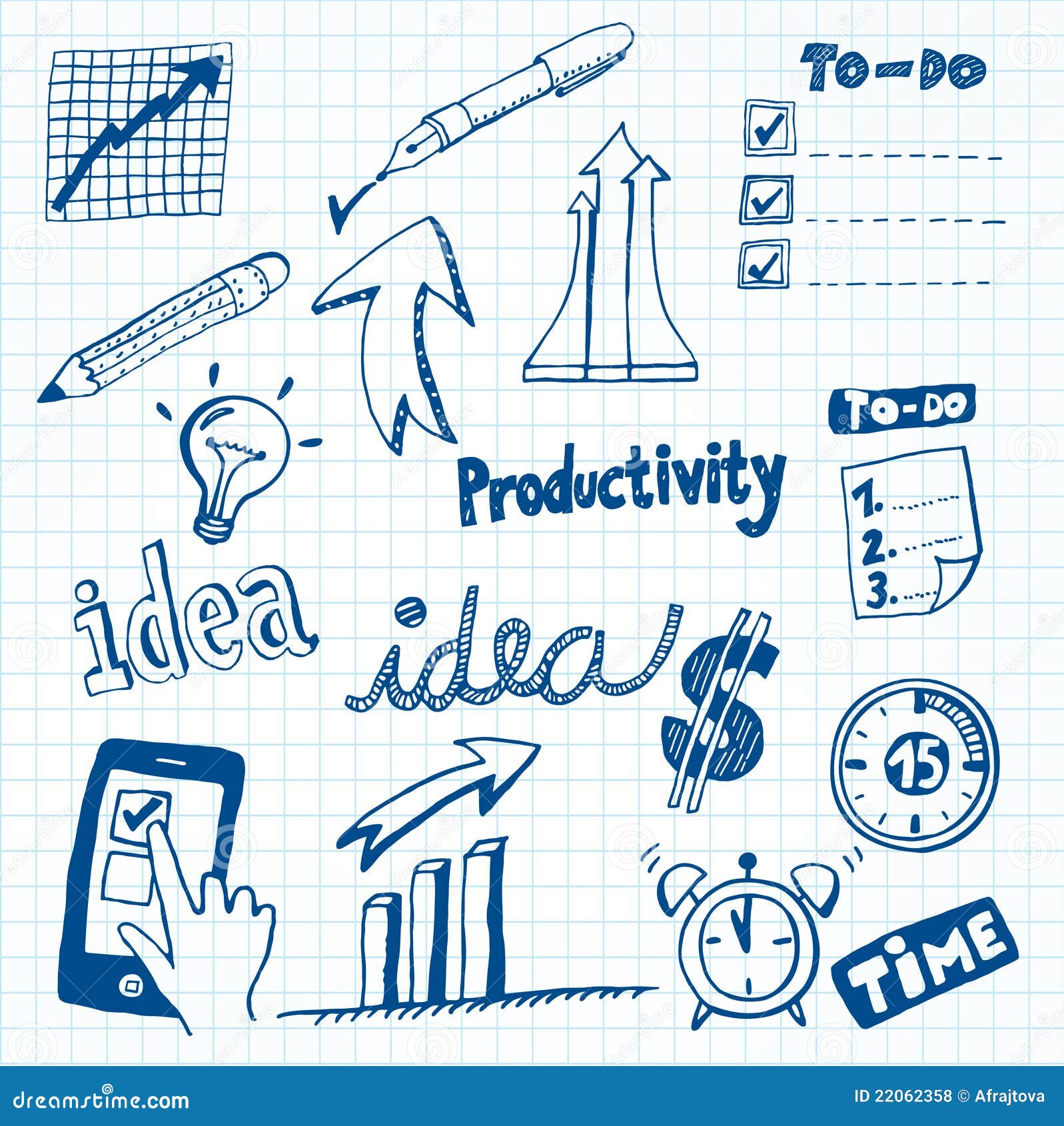 Productivity Doodles stock vector. Illustration of graph - 22062358