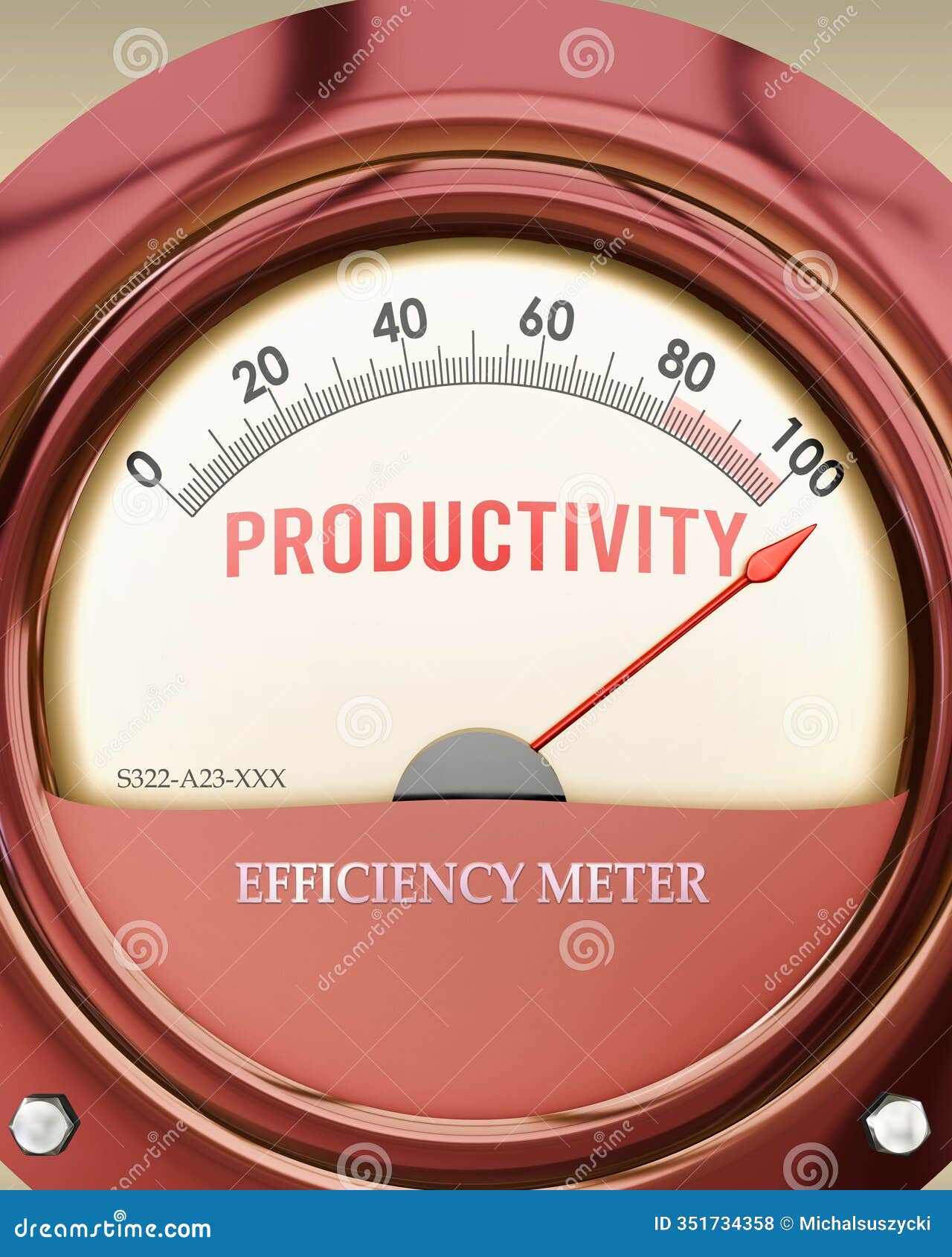 Productivity and Efficiency Meter that is Hitting a Full Scale, Showing ...