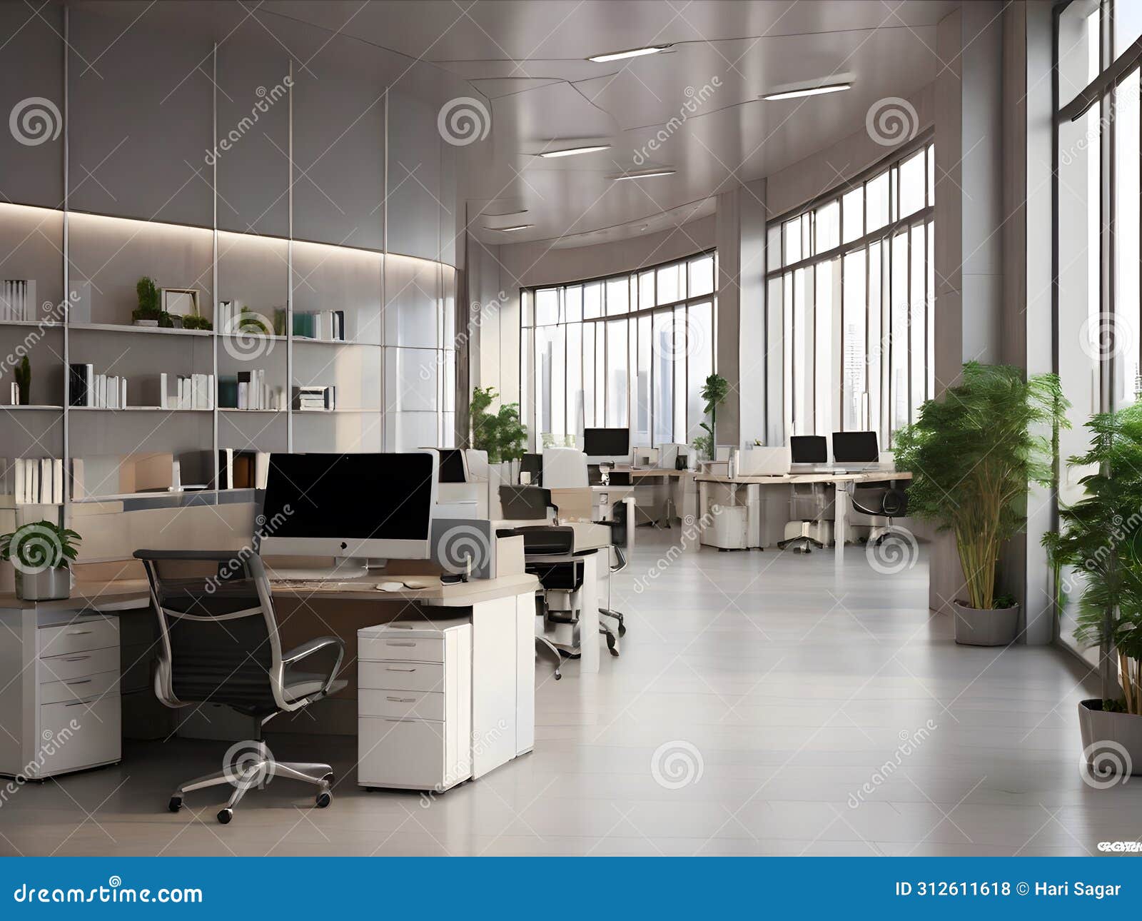 Productivity Hub: Inside the Modern Office Space Stock Photo - Image of ...