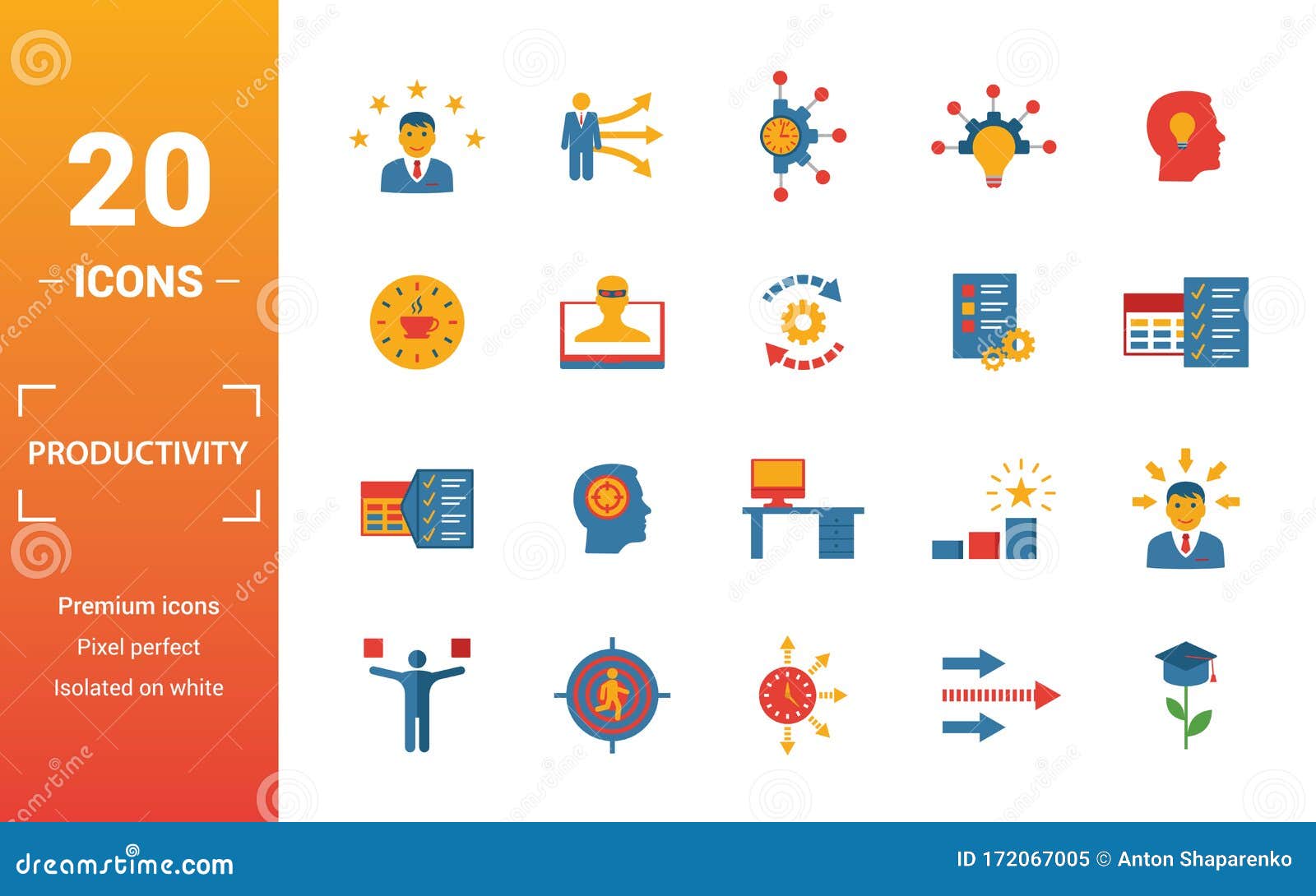 Productivity Icon Set. Include Creative Elements Skill, Time Management ...