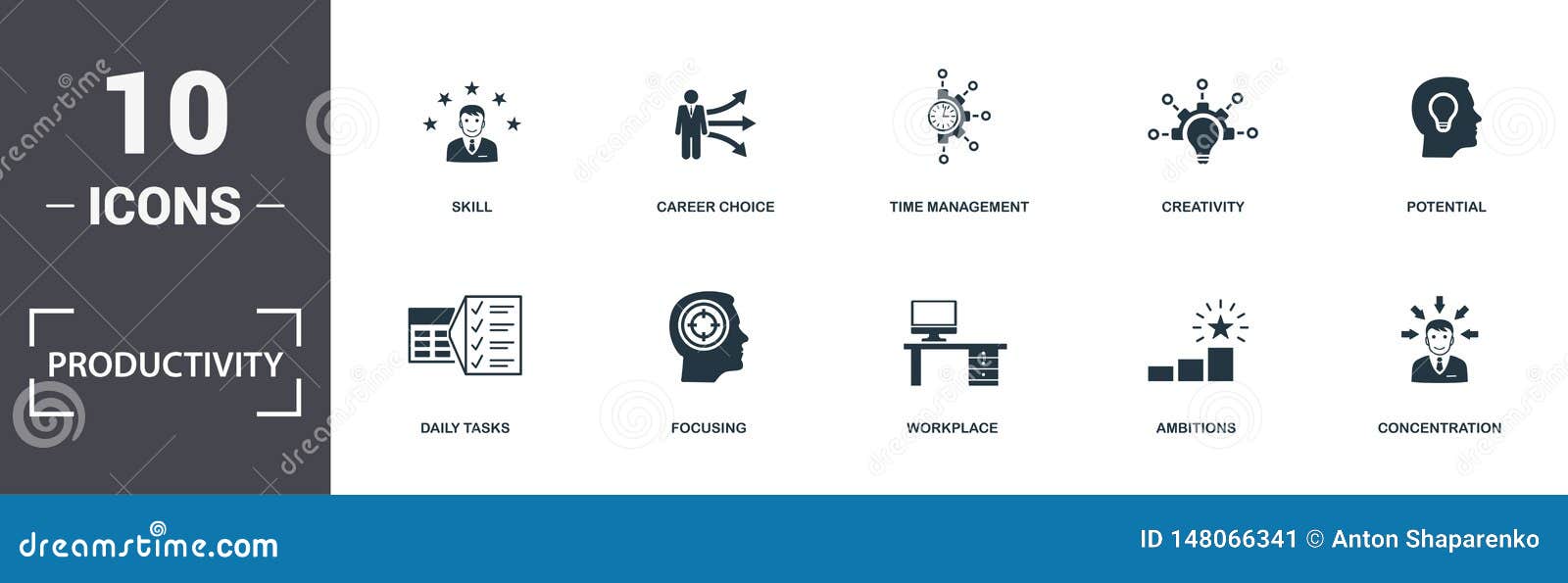 Productivity Icons Set Collection. Includes Simple Elements Such As ...