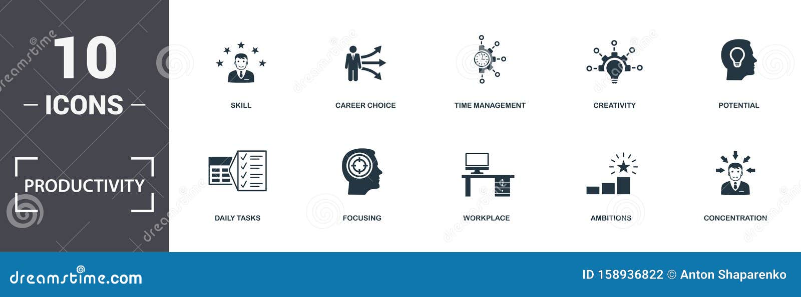 Productivity Icons Set Collection. Includes Simple Elements Such As ...