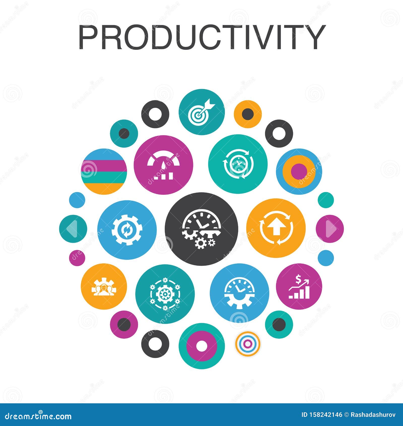 Productivity Infographic Circle Concept Stock Vector - Illustration of ...