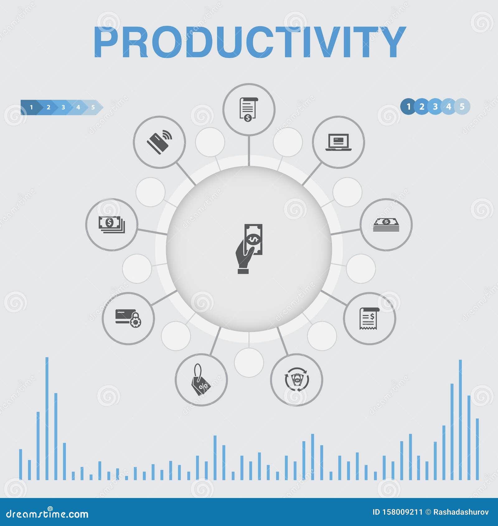 Productivity Infographic with Icons Stock Vector - Illustration of goal ...