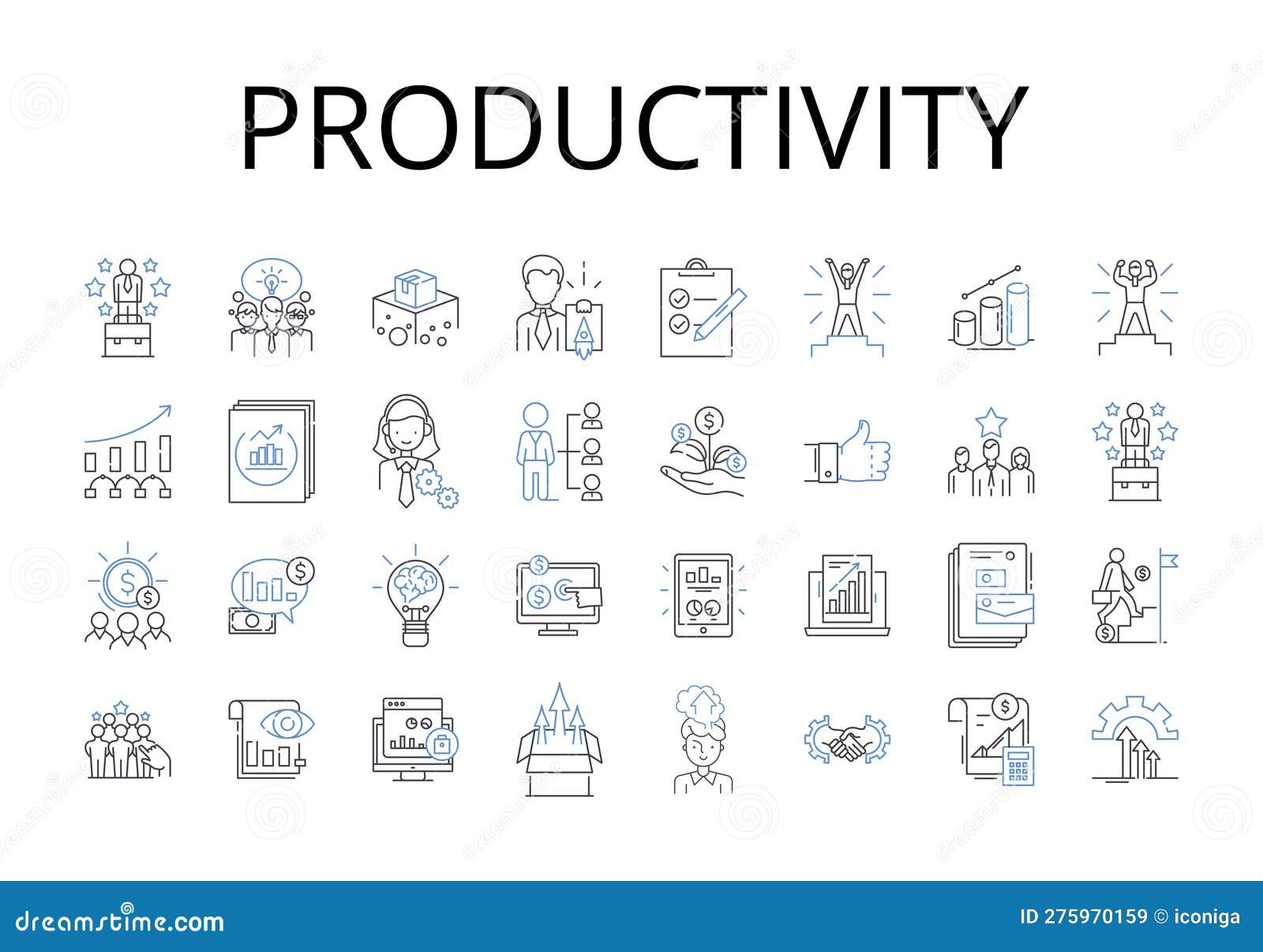 Productivity Line Icons Collection. Efficiency, Efficacy, Effectiveness ...