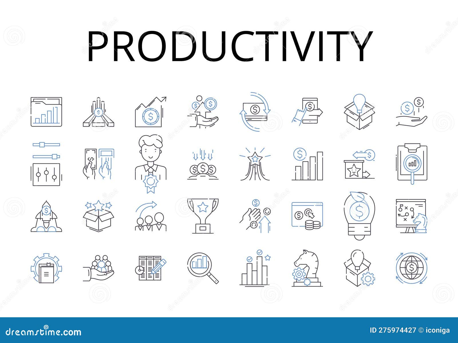 Productivity Line Icons Collection. Efficiency, Efficacy, Effectiveness ...
