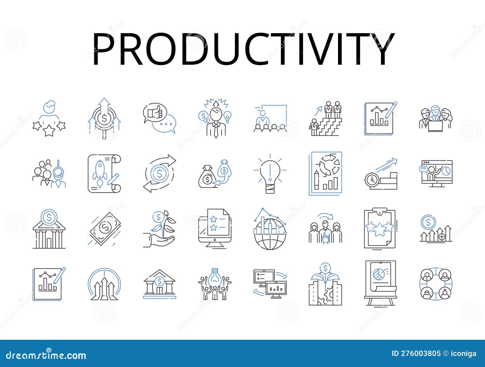 Productivity Line Icons Collection. Efficiency, Efficacy, Effectiveness ...