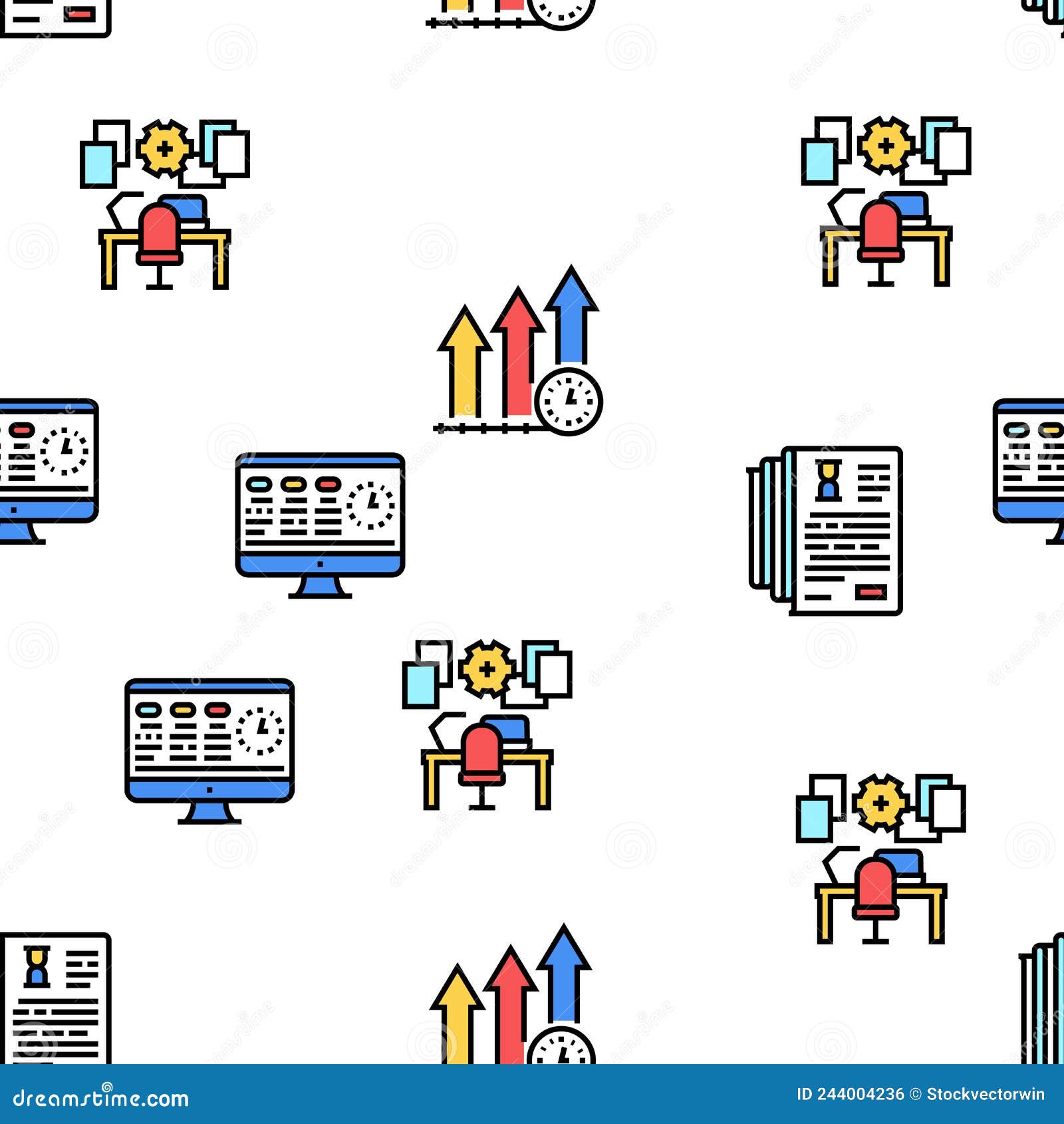 Productivity Manage Vector Seamless Pattern Stock Vector - Illustration ...