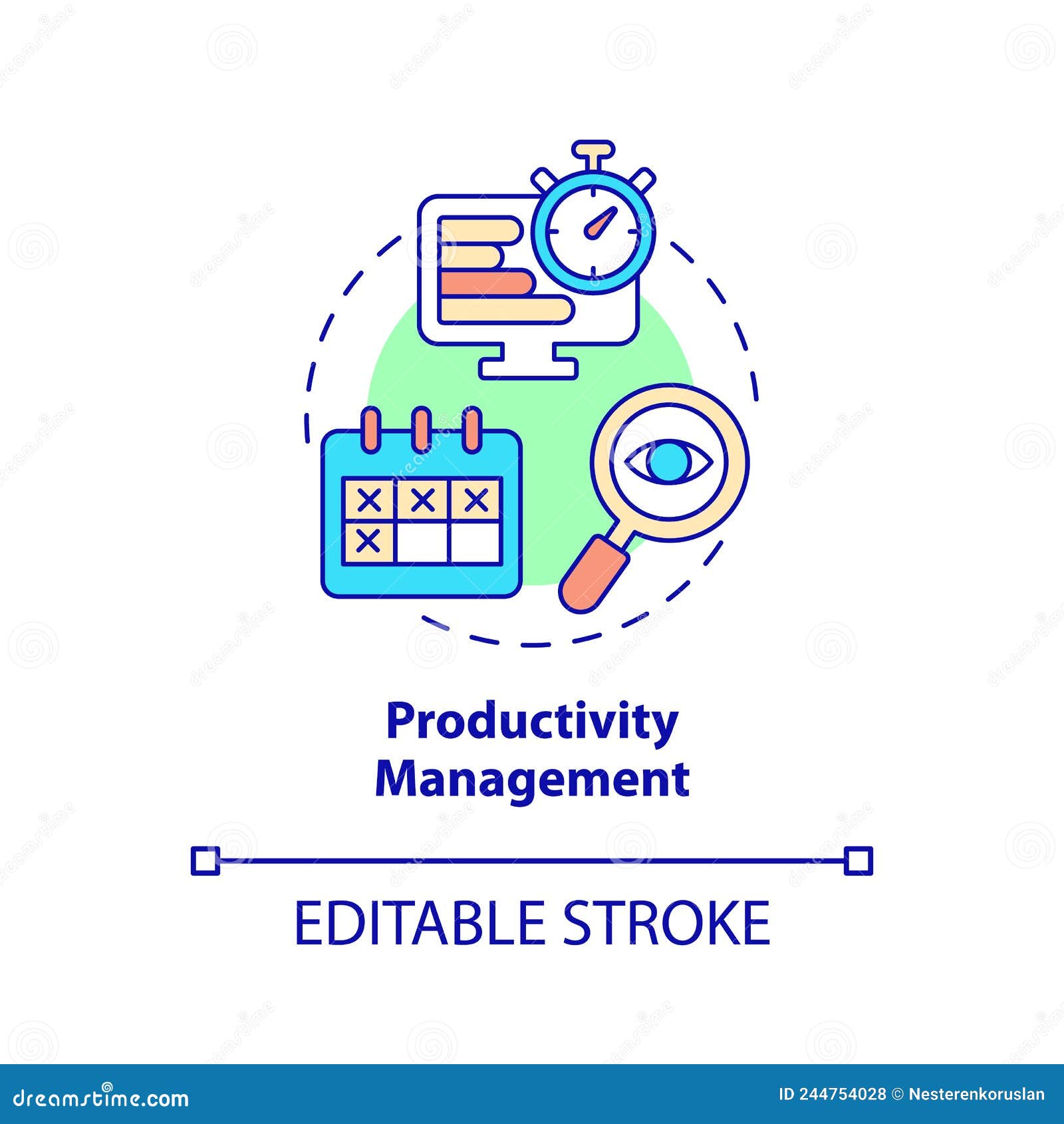 Productivity Management Line Icons Signs Set. Design Collection Of ...