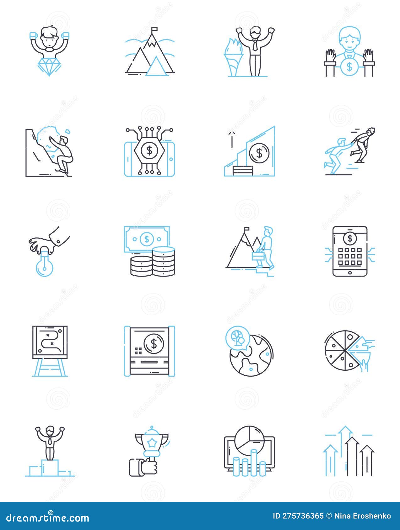 Productivity Metrics Linear Icons Set Efficiency Outputs Metrics
