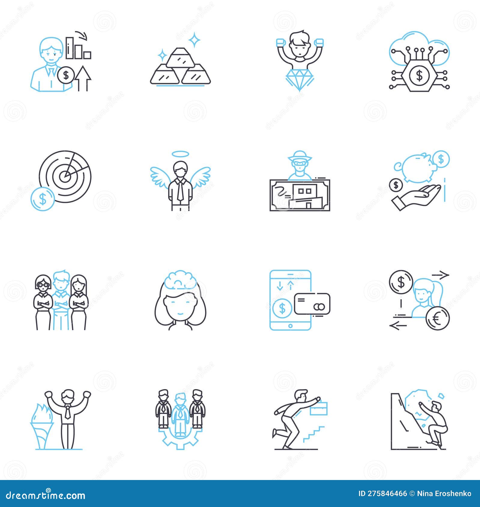 Productivity Metrics Linear Icons Set Efficiency Outputs Metrics